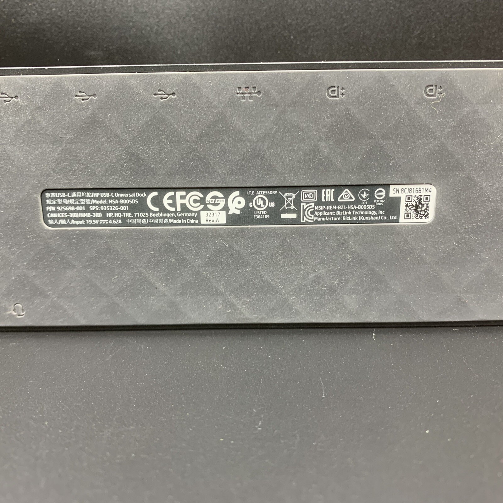 HP USB-C Universal Docking Station HSA-B005DS 935326-001 925698-001 | eBay