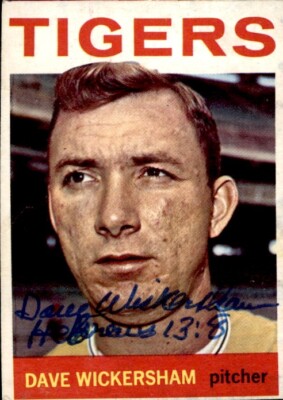Dave Wickersham 1964 Topps #181 Detroit Tigers Autographed Signed ...