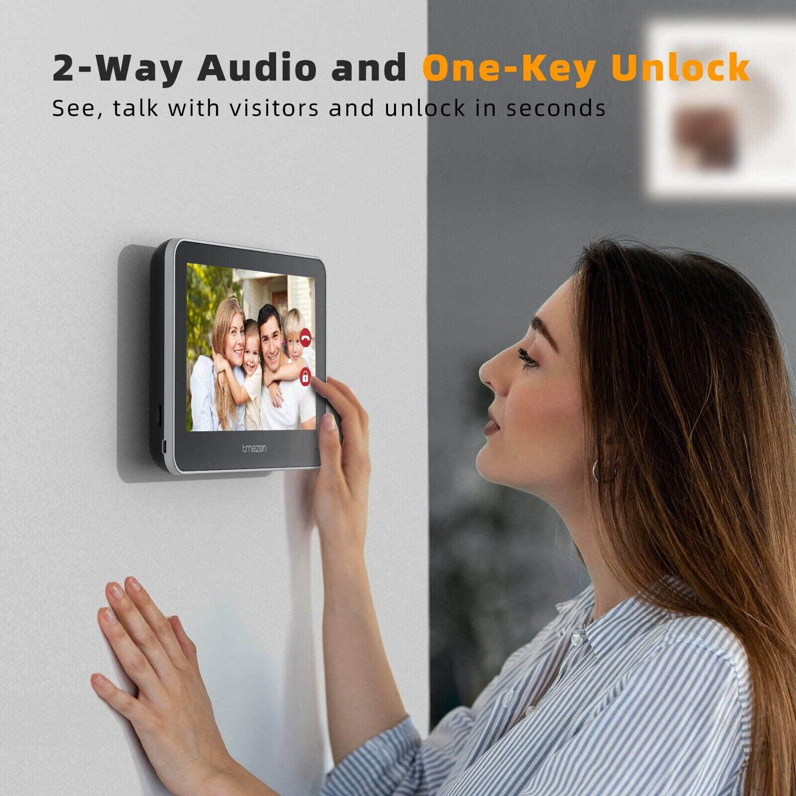 TMEZON Full Wireless Video Doorbell Intercom System 7" LCD Touch ...