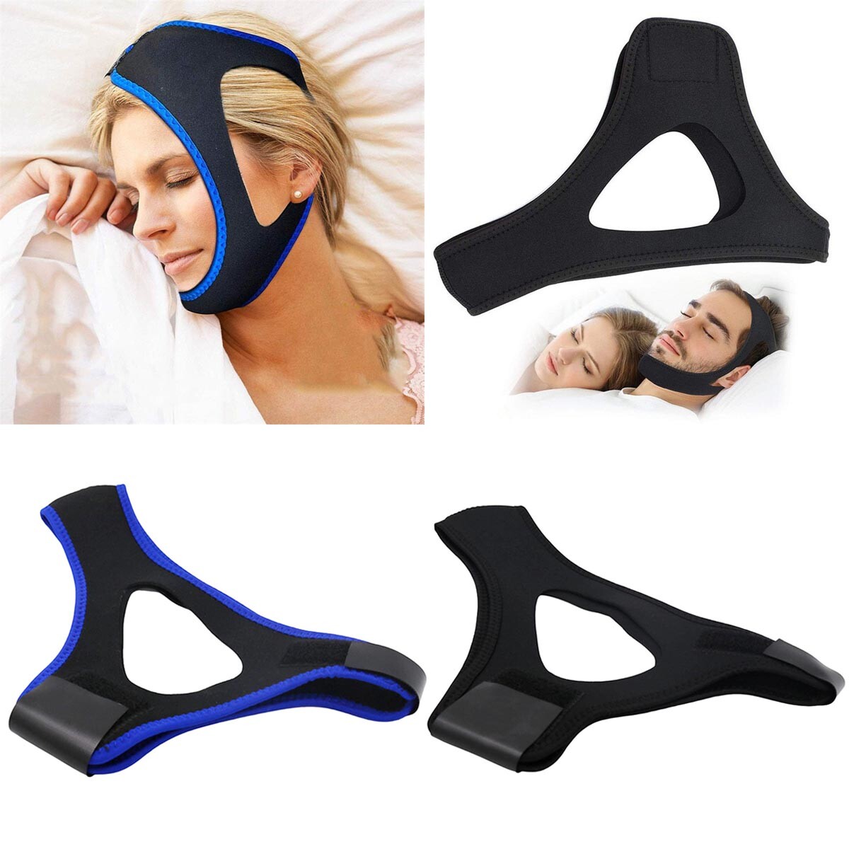 Stop-Snoring Chin Strap Anti Snore Sleep Apnea Belt Apnoea Stopper ...