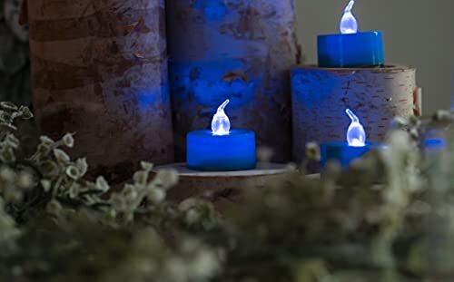 24 Pack LED Tea lights Candles – Flickering Blue Flameless Tealight ...