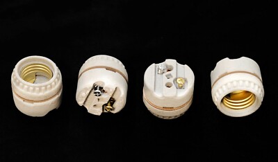 4pc.LAMP SOCKET Porcelain 2piece Ring Type Medium base E26.Lamp holder ...