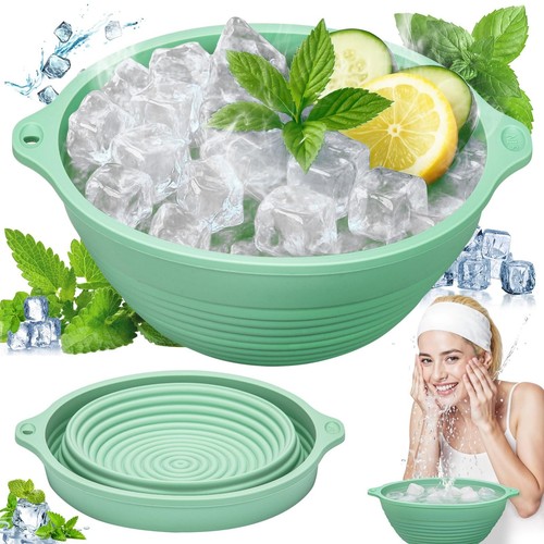 Face Ice Bath Bowl, 9 Inch Silicone Ice Facial Bowl Collapsible Wash ...