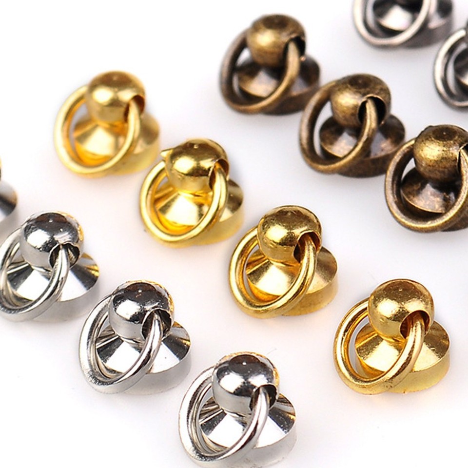 6 Sets 9 Mm Golden Brass Rivet Studs Rivets Screw Back Round Head Ring ...