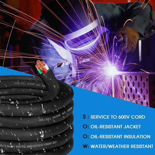 6/4 6 AWG SOOW Portable Power Cable Wire6 Gauge 600V SOOW Electrical ...