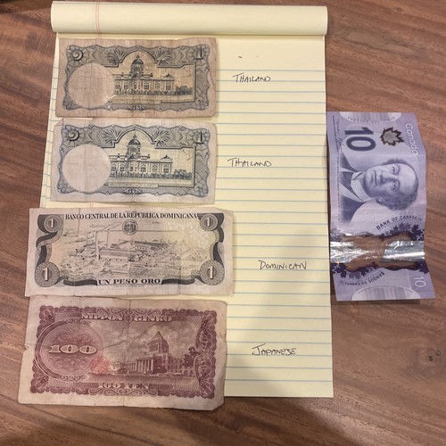 Circulated Lot of 5 Foreign Banknotes World Paper Money Collectible ...