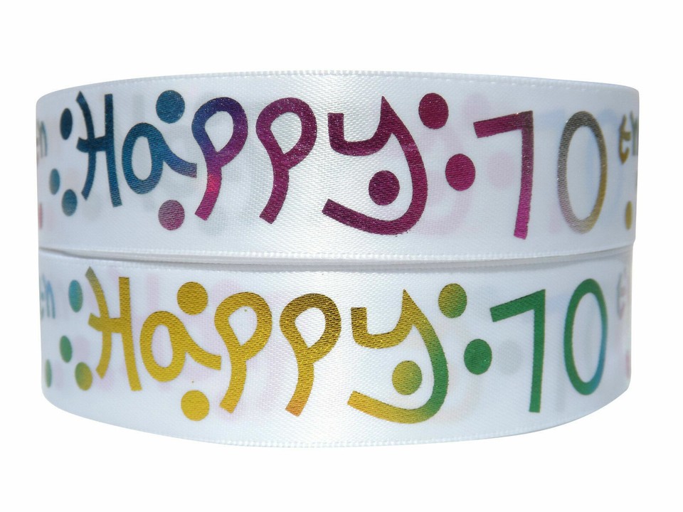 Happy Birthday Cake Ribbon for 16th 18th 21st 40th 50th 60th 70th 80th ...