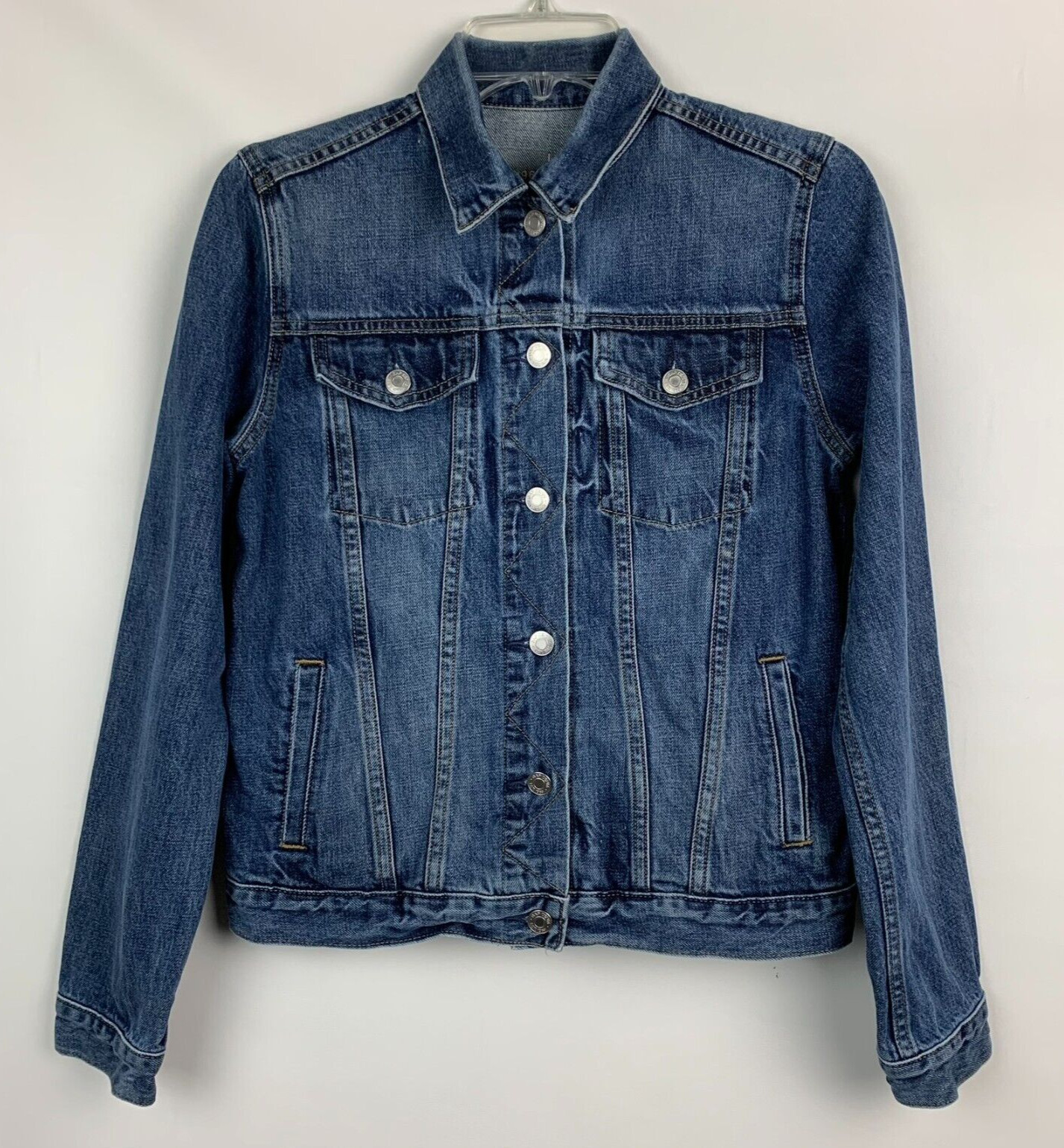 GAP 1969 Jacket Blue Denim Med Wash Collared Buttons … - Gem