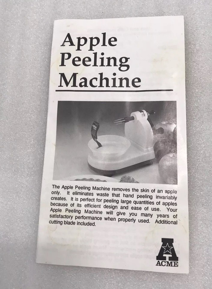 Deluxe Apple Or Potato Peeling Machine -Acme-Manual & Recipes & Box ...
