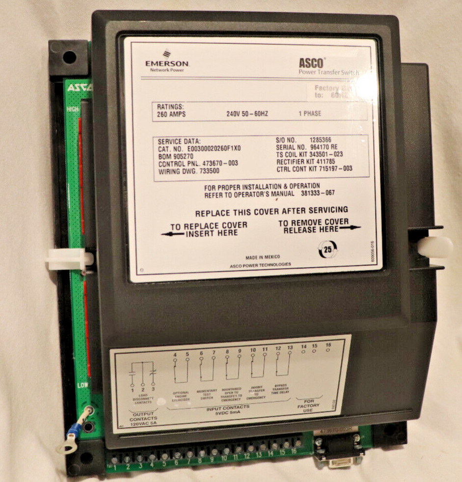Asco Lighting Control Panel 459666 005 Asco Group 7 Controller ATS