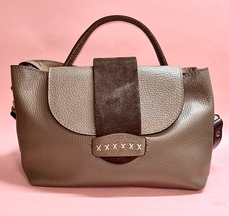 Sundance Gray Pebbled Leather Handbag Purse. Made In Italy | eBay