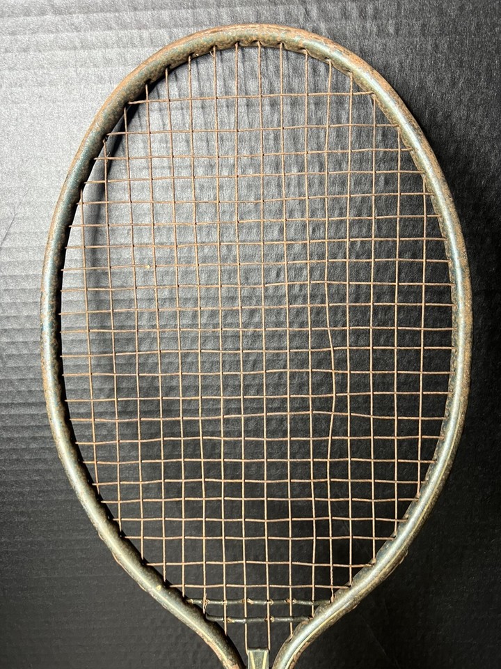 VINTAGE The Dayton Steel Racquet antique tennis racket OH Ohio metal ...