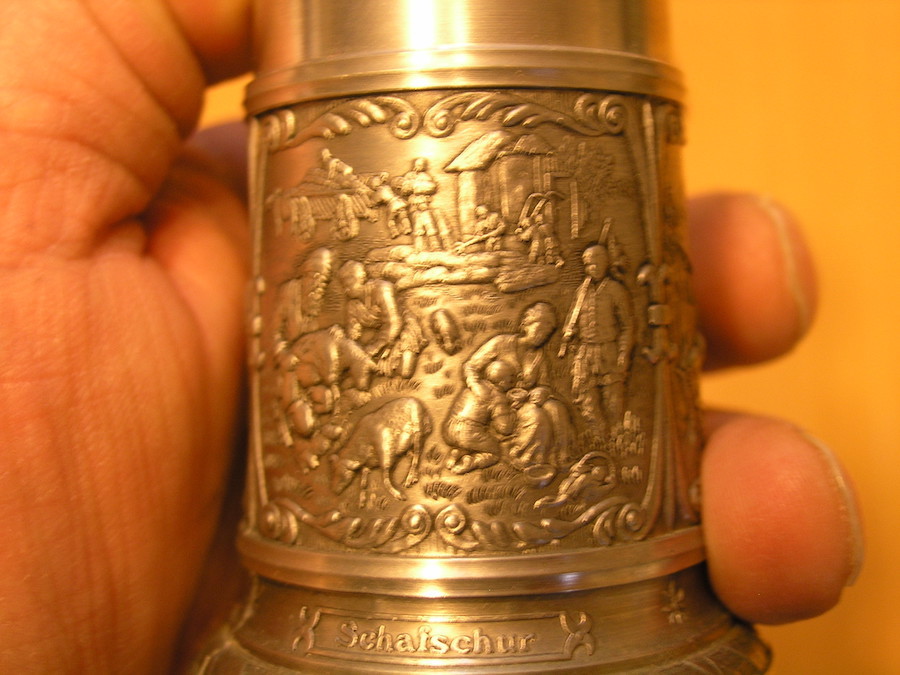 Vintage Miniature German SKS ZINN 95% Pewter Lidded Stein Shot Glass 3 ...