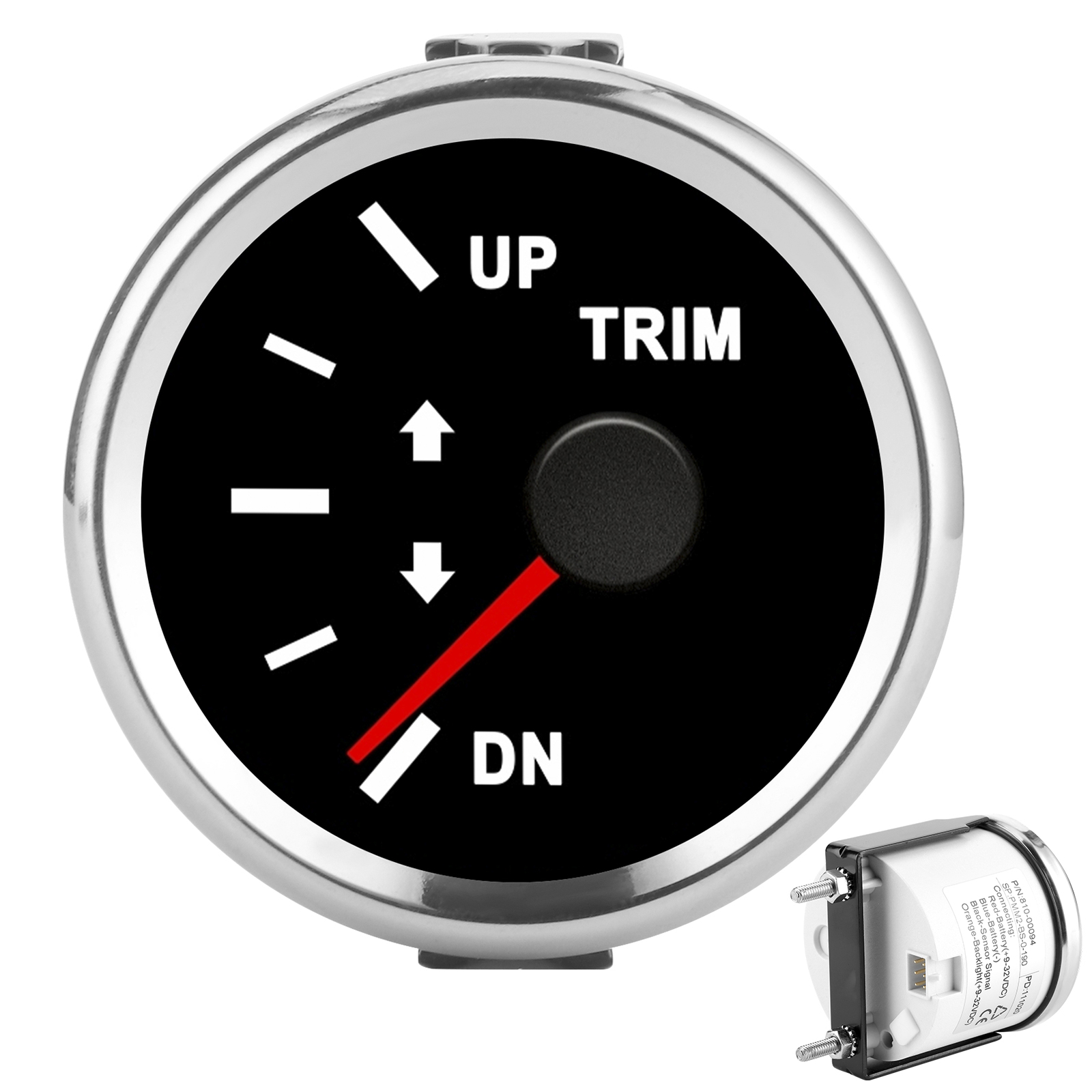 Black Dial Boat Trim Balance Gauge Meter IP67 with Red Backlight 52mm ...