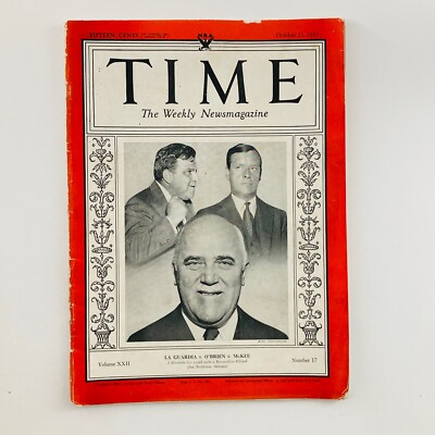 VTG Time Magazine October 23 1933 Vol 22 #17 La Guardia v. O'Brien v ...