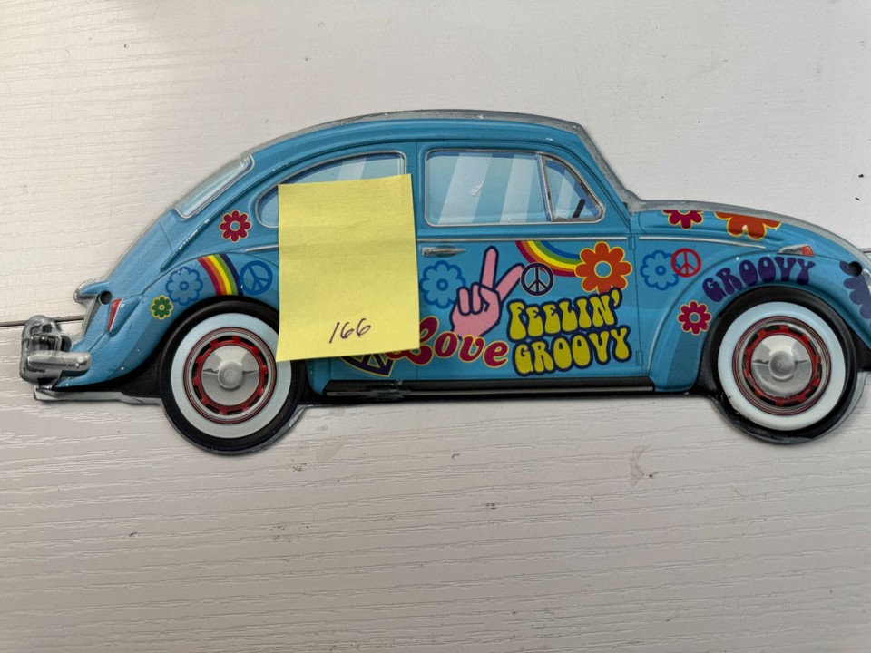 VW Volkswagen Hippie Groovy Beetle Bug Tin Litho Wall Hanging Sign Art ...