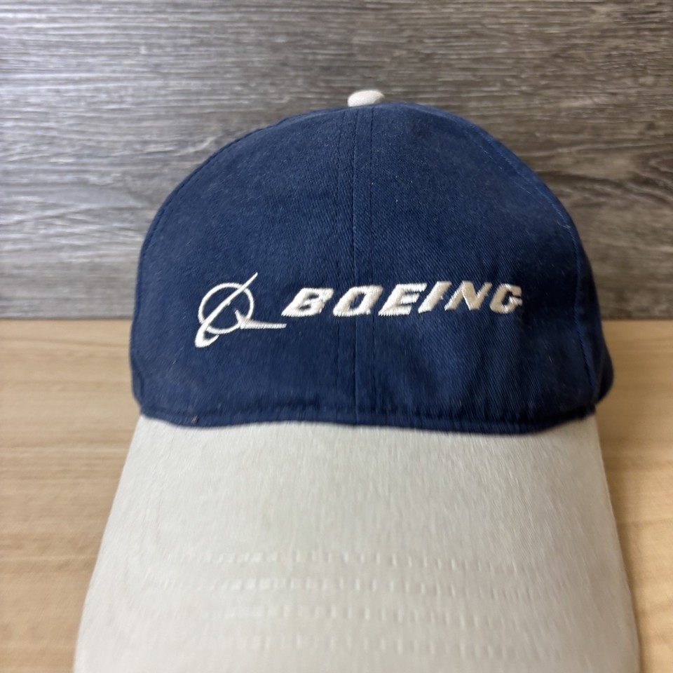 Boeing Hat Cap Strap Back Navy Blue Gray Embroidered Logo Mens One Size ...