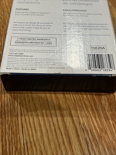 Insignia PS4 6.5ft Camera Extension cable NS-GPS4CEC101 PlayStation 4 ...