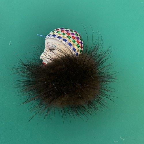 Vintage Han Shin Fur Co Ltd Pin Brooch Face Lady Woman Profile Rainbow ...