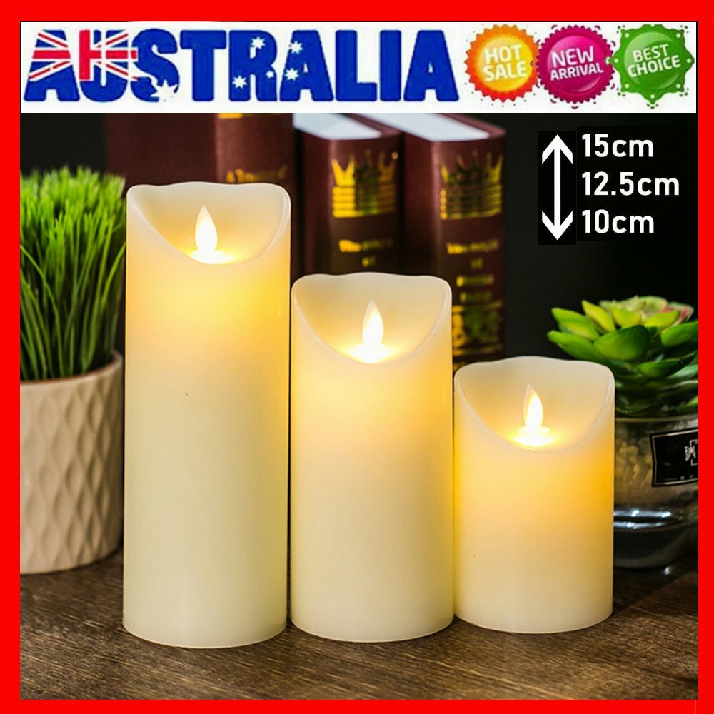 3X Flameless LED Candle WarmWhite Electic Candles Moving Dancing Wick ...