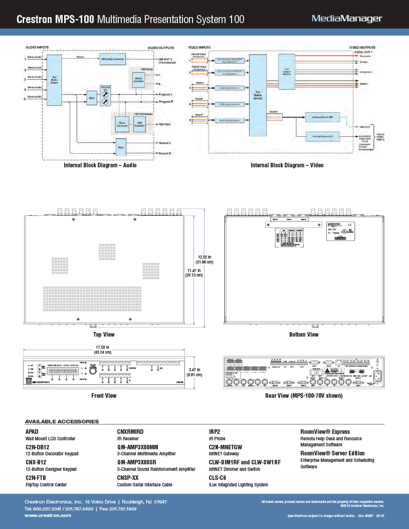 Crestron MPS-100 Professional Multimedia Presentation System Control ...