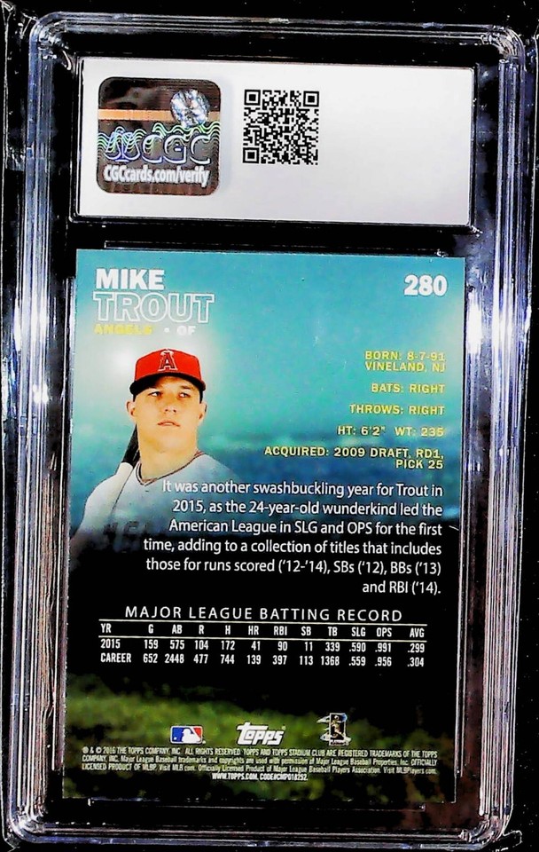2016 Topps Stadium Club #280 Mike Trout With Bobblehead Angels CGC 9 ...