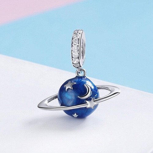 925 sterling silver blue planet enamel pendant charm for bracelet ...