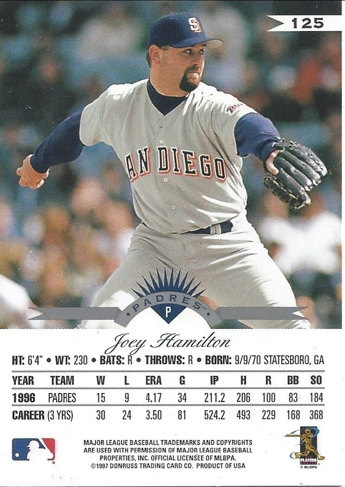 1997 Leaf Joey Hamilton 125 Padres | eBay