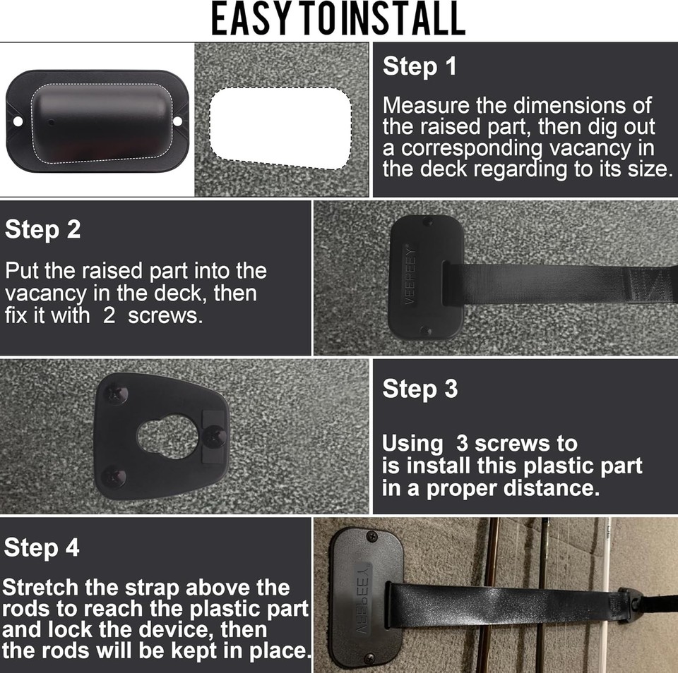 Retractable Rod Straps for Fishing Rods, Gunwale/Deck Mount Standard, 2 ...