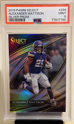 Alexander Mattison 2019 Select Silver Prizm Rookie SP Field, PSA 9 ...