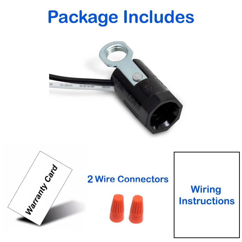 ZE-301C 2 Wire Keyless Bulb Socket Lamp Holder Single Leg Hickey ...