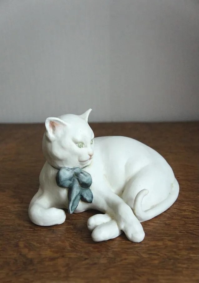 Giuseppe Cappe Biscuit Porcelain White Cat Sculptures Capodimonte ...