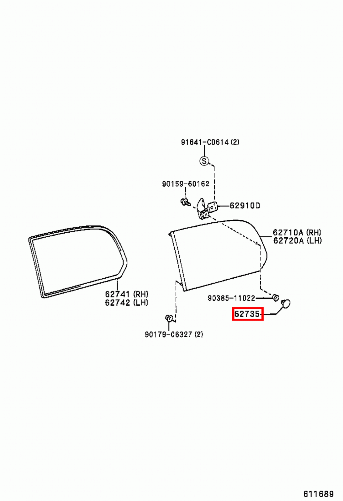 Genuine Toyota LandCruiser HZJ105 HDJ101 Rear Cargo Quarter Glass Lock ...