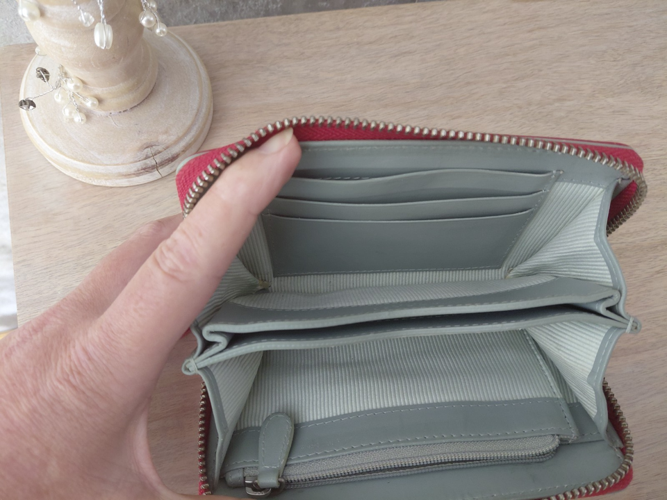 Radley Ruby Red Leather Zipper Purse Genuine & in Good Condition No Bag ...