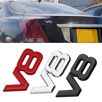 Metal 3D V8 Logo Car Sticker Engine Displacement Trunk Rear Emblem ...