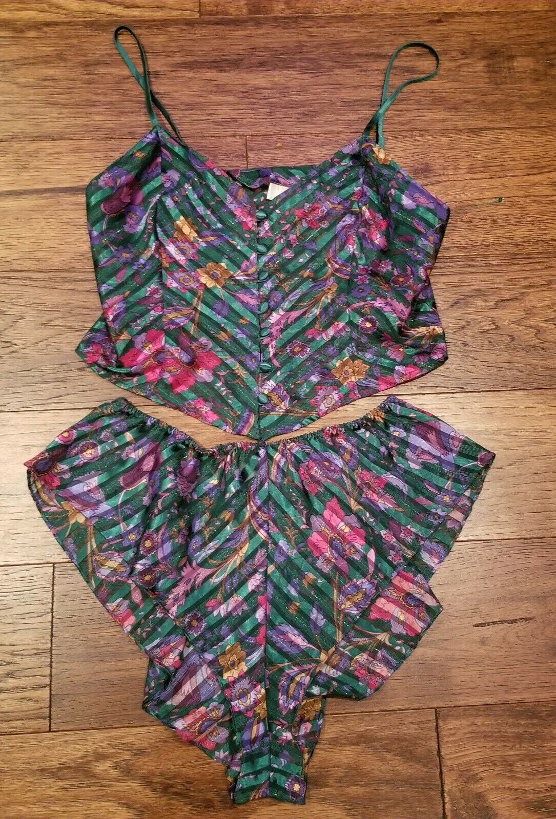Vintage 80s Victoria's Secret Gold Label Floral Green… - Gem Vintage 80s Victoria's Secret Gold Label Floral Green… - Gem