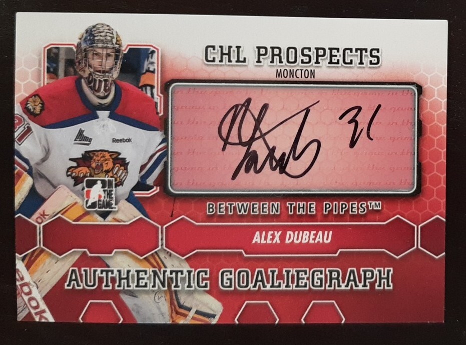 2012 - 2013 ITG Between The Pipes Alex Dubeau Authentic Goaliegraph ...