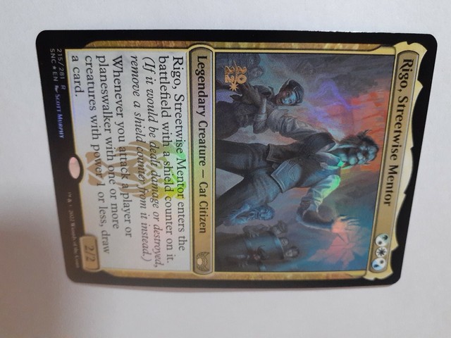 MTG Rigo, Streetwise Mentor Streets of New Capenna 215/281 Foil Promo ...