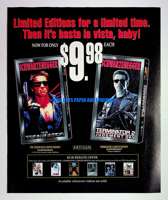 The Terminator 2 Judgement Day Artisan VHS 1998 Print Magazine Ad ...