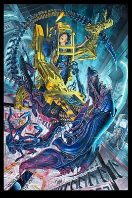 Aliens Ripley vs Xenomorph Queen Mother Giclee Art Print Poster 16x24 ...