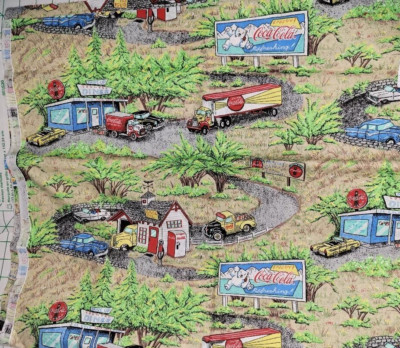 Cotton Fabric. Coca Cola Scenic Fabric. By The Yard | eBay