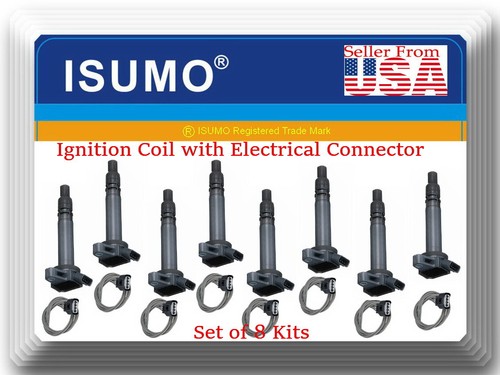 Set of 8 Ignition Coil W/Connector Fits:OEM# 90919-02254 GS460 2008 ...