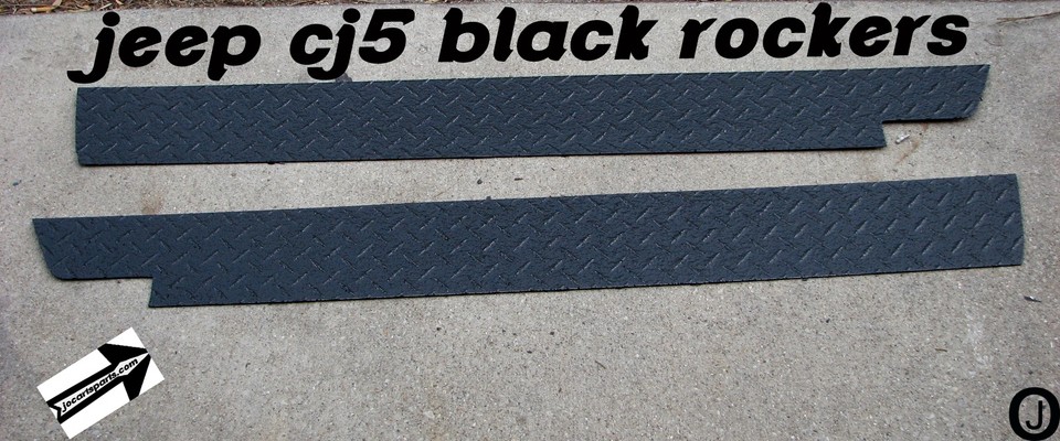 Fits Jeep CJ5 black Rubber Coated Diamond Plate Side ROCKER PANEL SET 5 ...