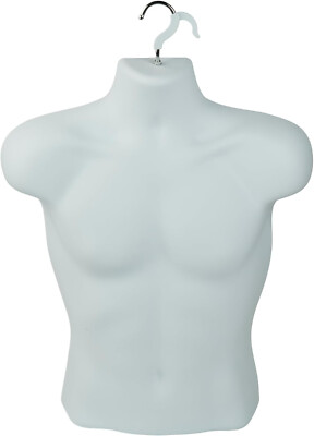 Molded Man's Shirt Torso Form Fits S - L Hanging Male Mannequin White ...