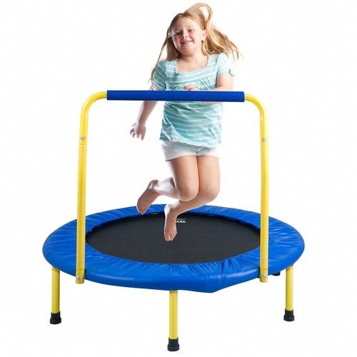 【FBE】 3ft Kids Trampoline w/ Handle, Foldable for Indoor/Outdoor Play ...