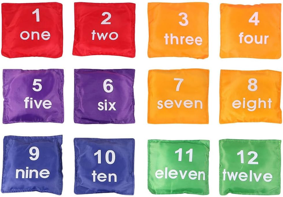 12Pcs Number Bean Bags for Tossing Educational Cornhole Bags, for Hand ...