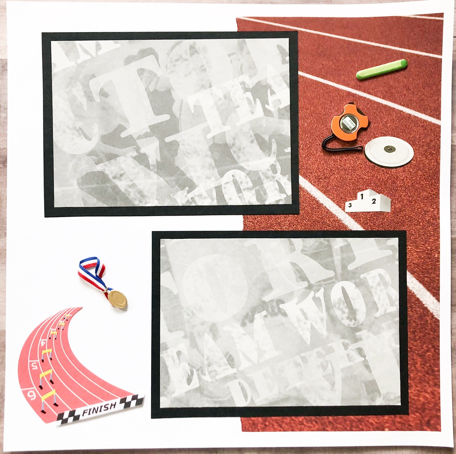 Running Track Scrapbook Layout, Track Scrapbook Pages, Running Premade ...