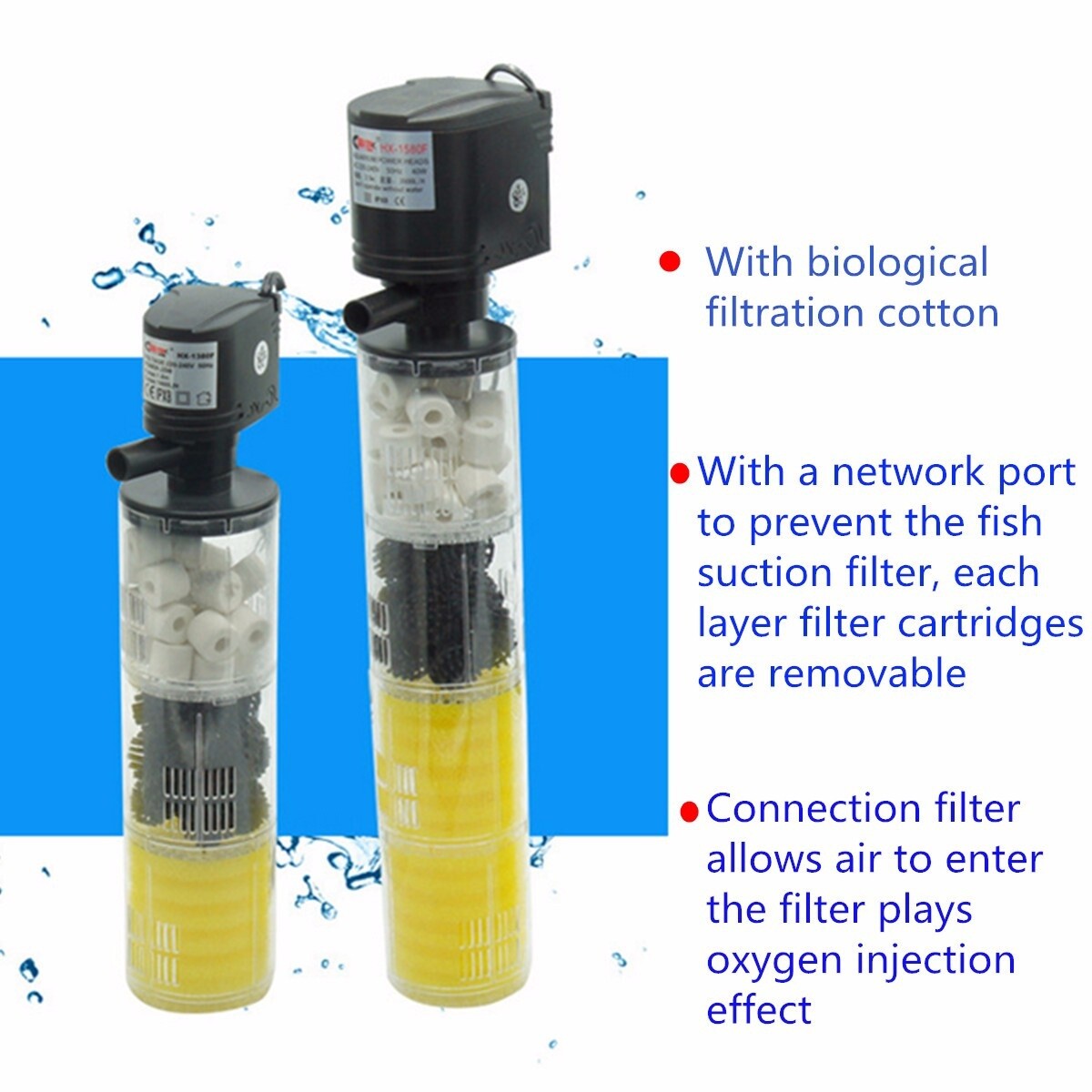 3 in 1 Fish Tank Filter Pump Aquarium Submersible Internal Water 1300 ...