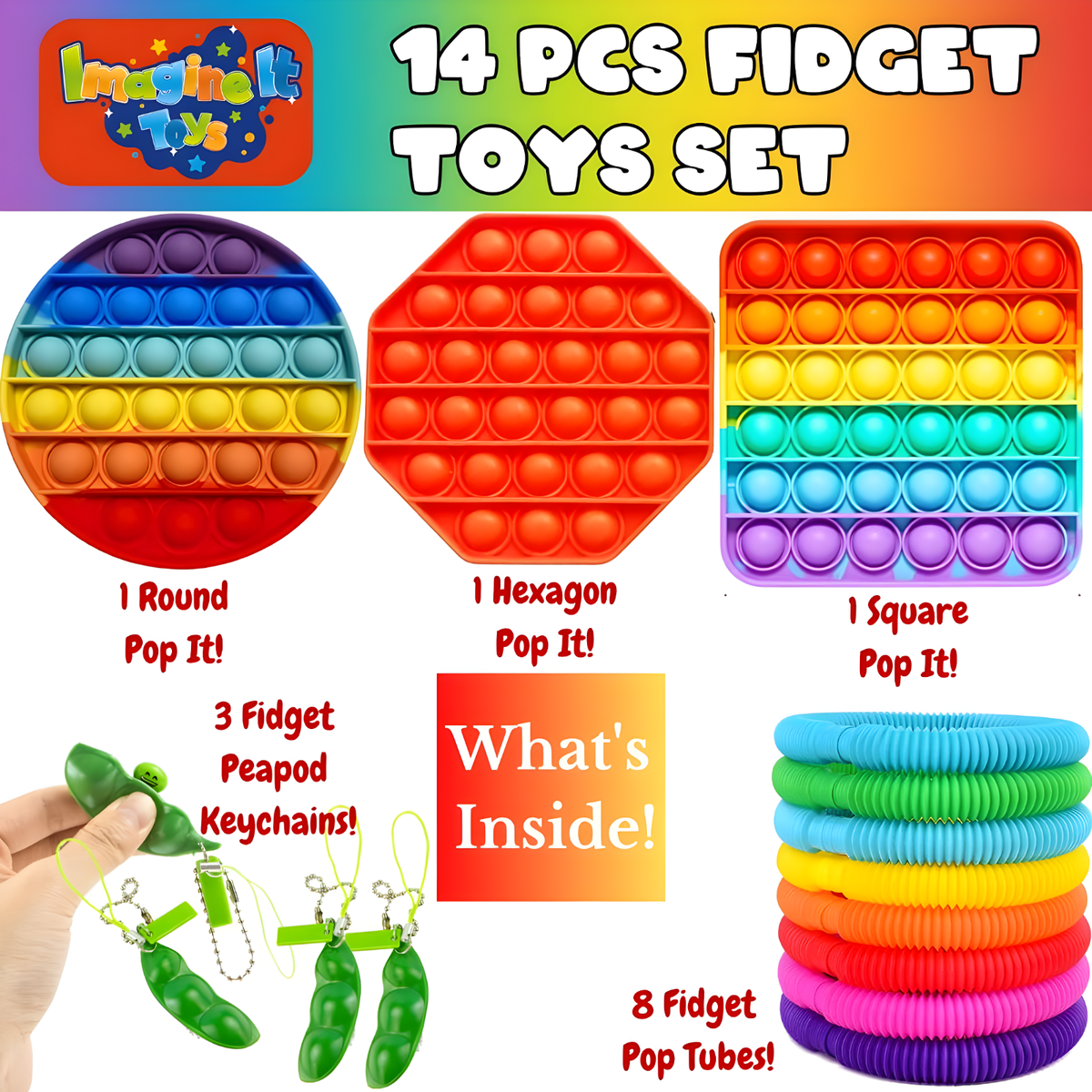 Quiet Fidget Toy For Classroom 2-Pack Square Silicone Fidget Popper Toy ...