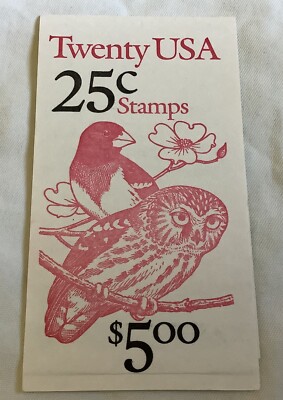 USPS Stamp Booklet of Twenty 25-cent Bird Stamps (Scott 2285B. BK160 ...